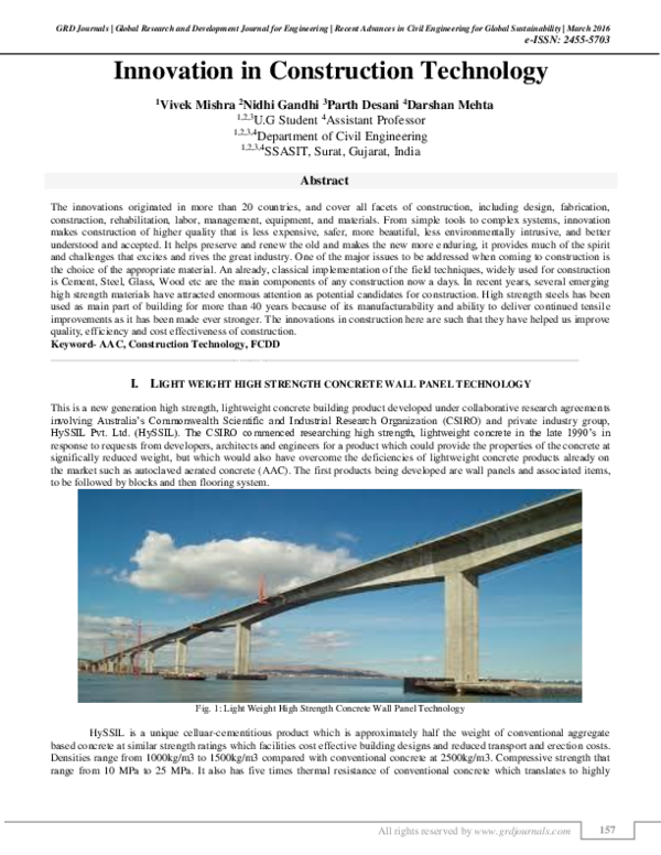 (PDF) Innovation in Construction Technology
