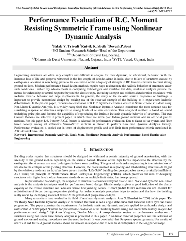 (PDF) Performance Evaluation of R.C. Moment Resisting Symmetric Frame ...