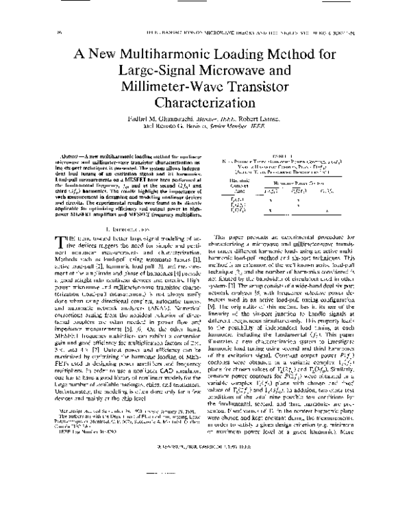 (PDF) A new multiharmonic loading method for large-signal microwave and millimeter-wave ...