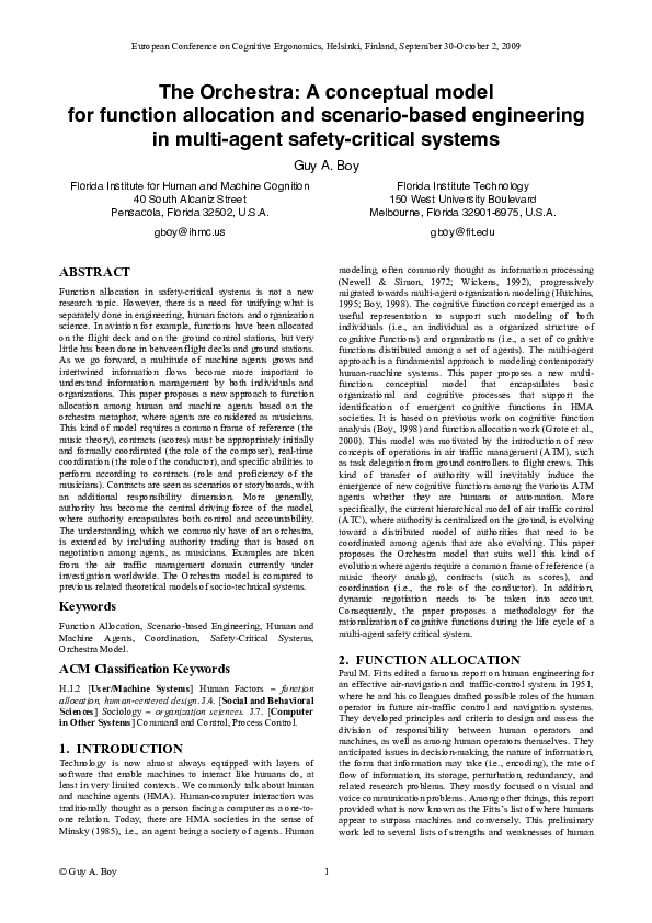 (PDF) The Orchestra: A conceptual model for function allocation and scenario-based engineering ...