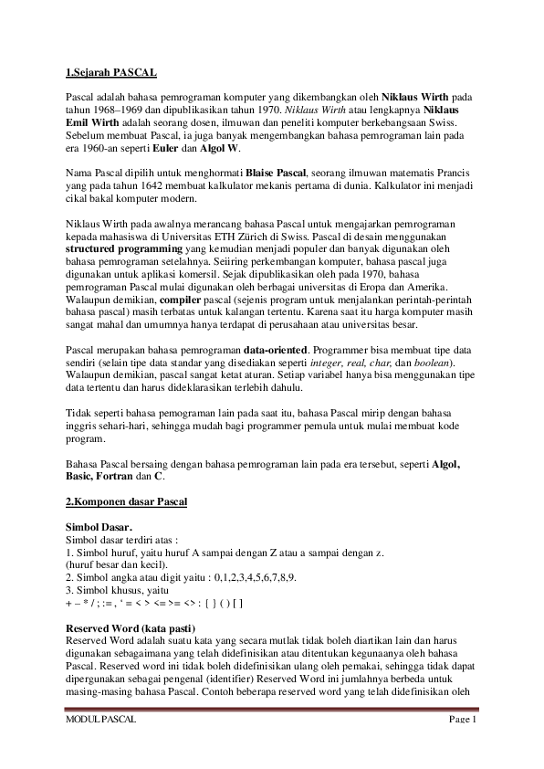 (PDF) MODUL PASCAL
