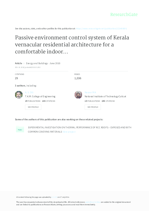 (PDF) Passive environment control system of Kerala vernacular ...