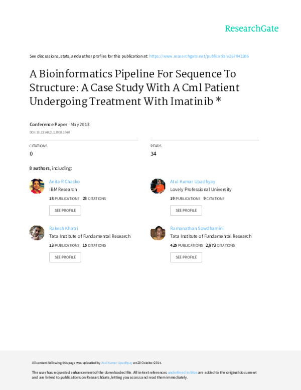 (PDF) A bioinformatics pipeline for sequence to structure: A case study with a Cml patient ...