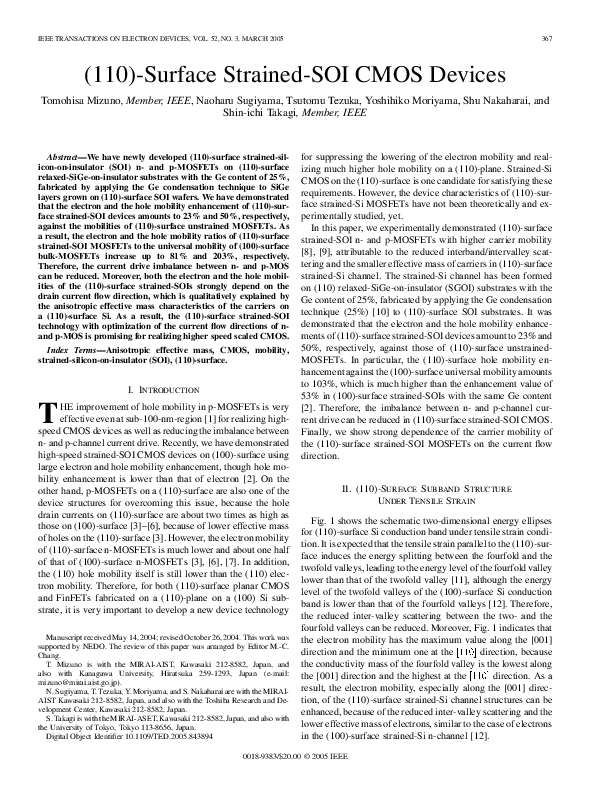 (PDF) [110]-surface strained-SOI CMOS devices