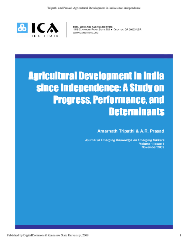 (PDF) Agricultural Development in India since Independence | Butool ...