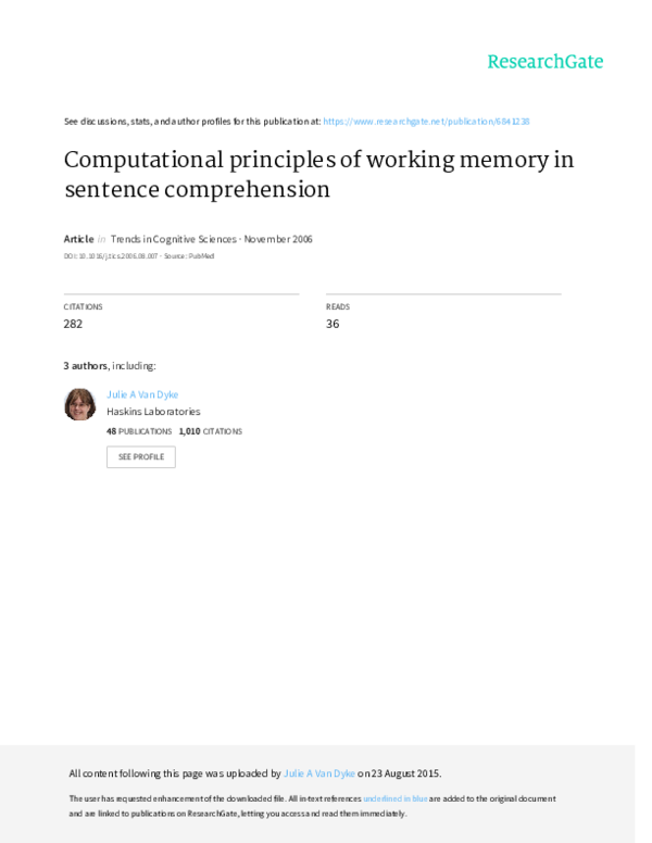 (PDF) Computational principles of working memory in sentence comprehension