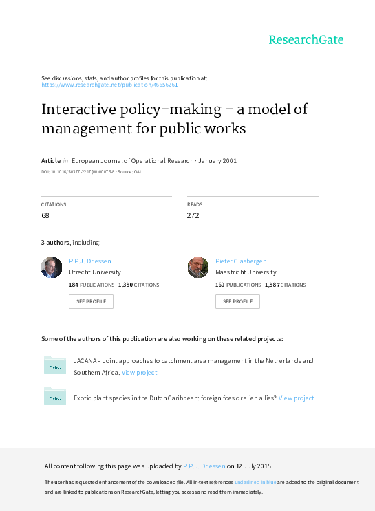 (PDF) Interactive policy-making – a model of management for public works