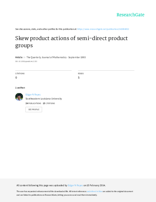 (PDF) Skew Product Actions of Semi-Direct Product Groups