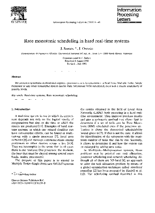 (PDF) Rate monotonic scheduling in hard real-time systems