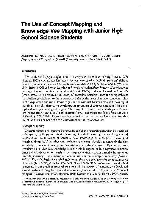 (PDF) The use of concept mapping and knowledge vee mapping with junior high school science students