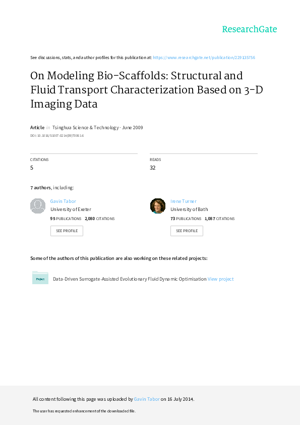 (PDF) On Modeling Bio-Scaffolds: Structural and Fluid Transport ...