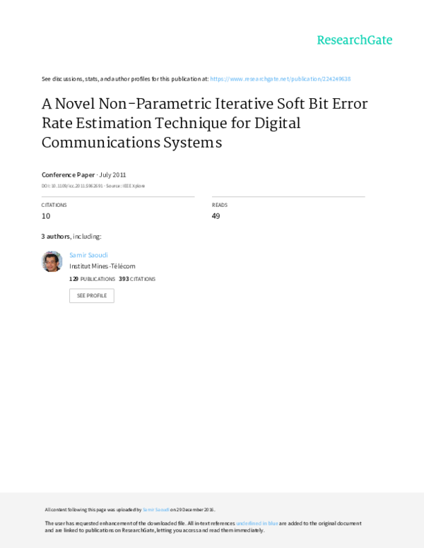 (PDF) A Novel Non-Parametric Iterative Soft Bit Error Rate Estimation Technique for Digital ...