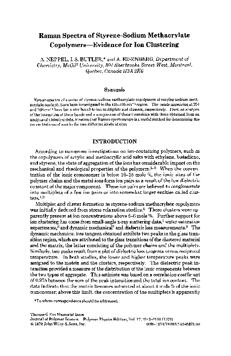 (PDF) Raman spectra of styrene-sodium methacrylate copolymers—evidence ...
