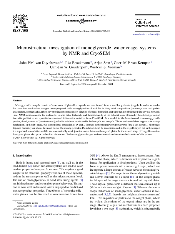 (PDF) Microstructural investigation of monoglyceride-water coagel ...