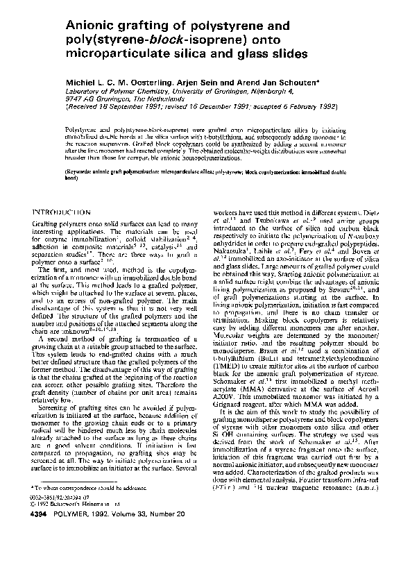 (PDF) Anionic grafting of polystyrene and poly (styrene-block-isoprene ...