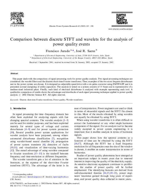 (PDF) Comparison between discrete STFT and wavelets for the analysis of ...
