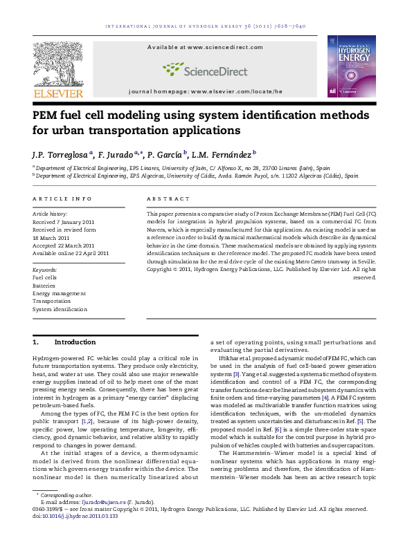 (PDF) PEM fuel cell modeling using system identification methods for ...