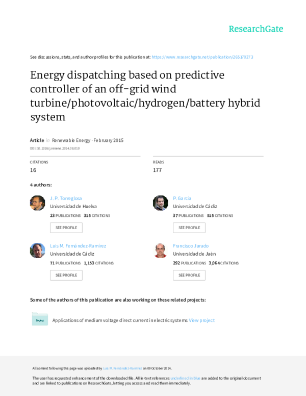 (PDF) Energy dispatching based on predictive controller of an off-grid ...