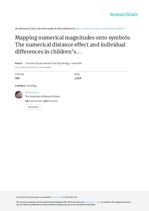 (PDF) Mapping Numerical Magnitudes onto Symbols: The Numerical Distance ...