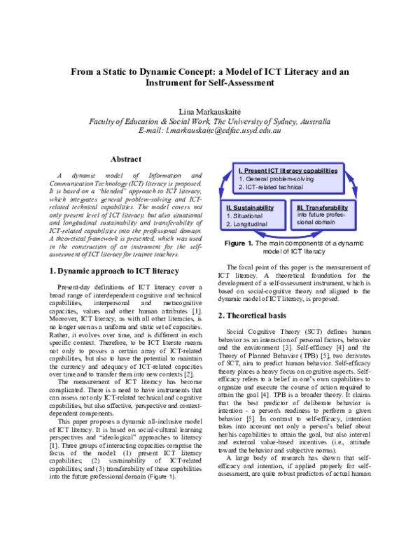 (PDF) From a static to dynamic concept: A model of ICT literacy and an ...