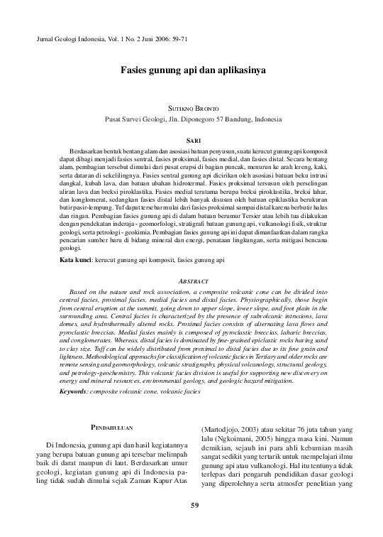 (PDF) Fasies gunung api dan aplikasinya