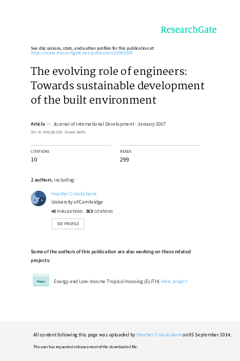 (PDF) The evolving role of engineers: towards sustainable development ...