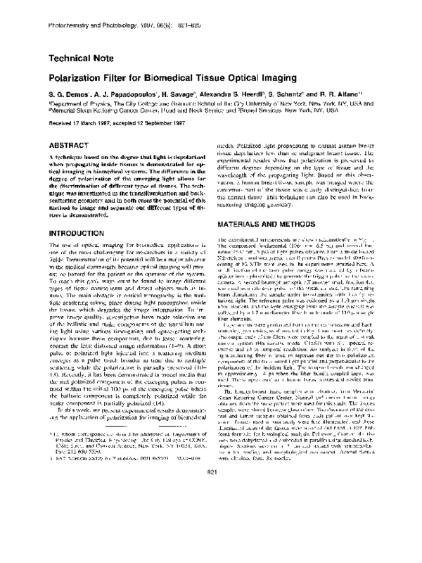 Pdf Polarization Filter For Biomedical Tissue Optical Imaging