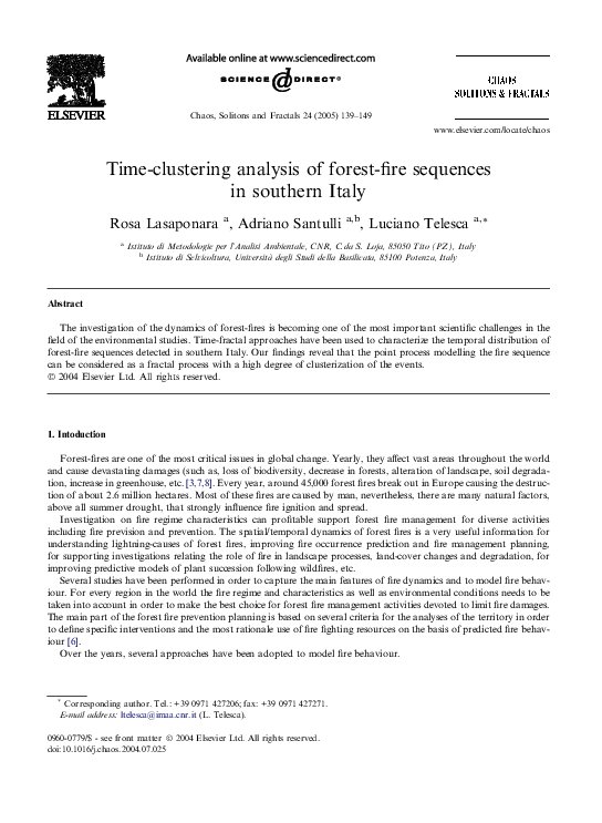 (PDF) Time-clustering analysis of forest-fire sequences in southern Italy