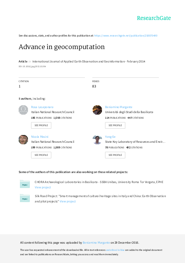 (PDF) Advance in geocomputation | rosa lasaponara - Academia.edu