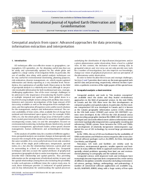 (PDF) Geospatial analysis from space: Advanced approaches for data ...