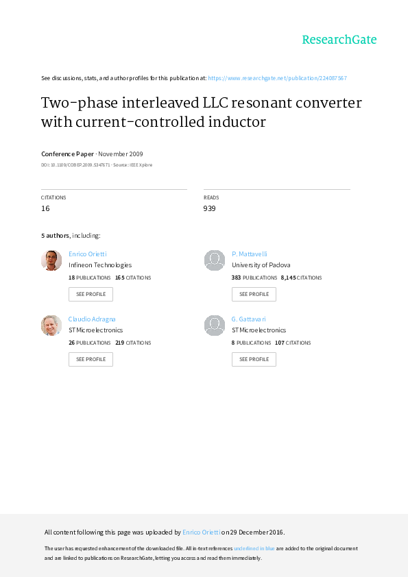 (PDF) Two-phase interleaved LLC resonant converter with current ...
