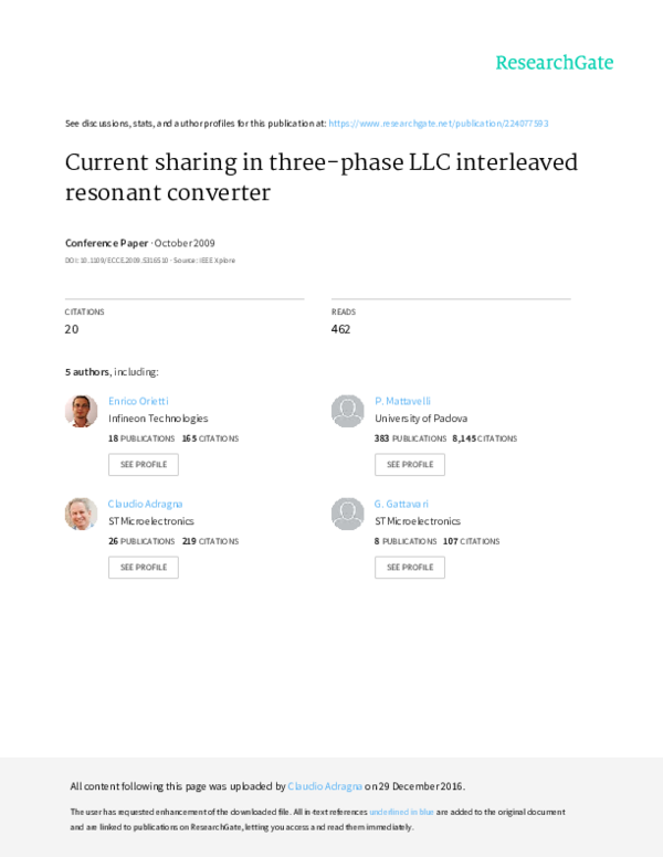 (PDF) Current sharing in three-phase LLC interleaved resonant converter
