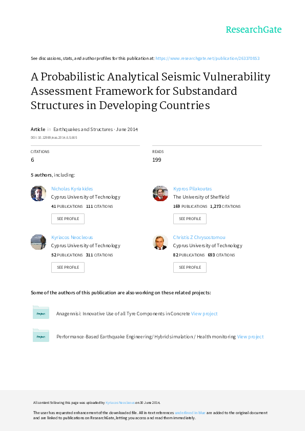 (PDF) A probabilistic analytical seismic vulnerability assessment ...