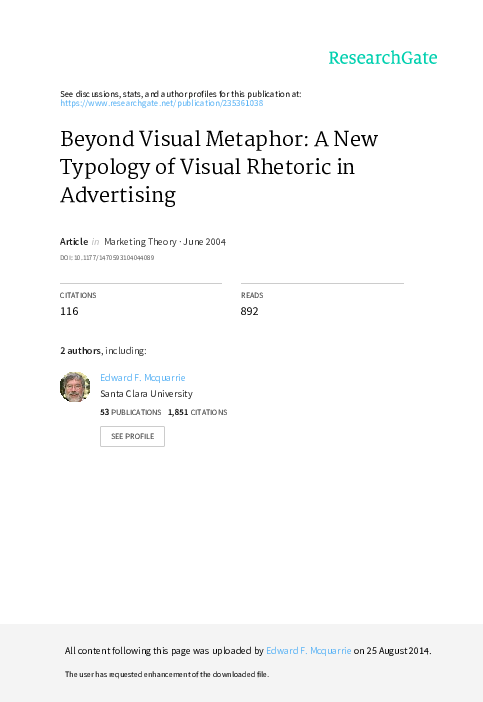 (PDF) Beyond visual metaphor: A new typology of visual rhetoric in ...