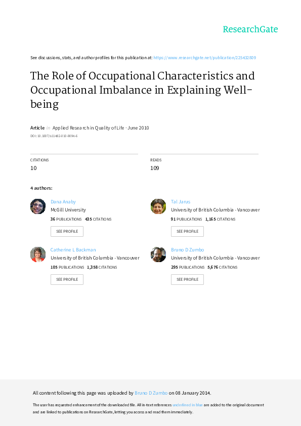 (PDF) The Role of Occupational Characteristics and Occupational ...