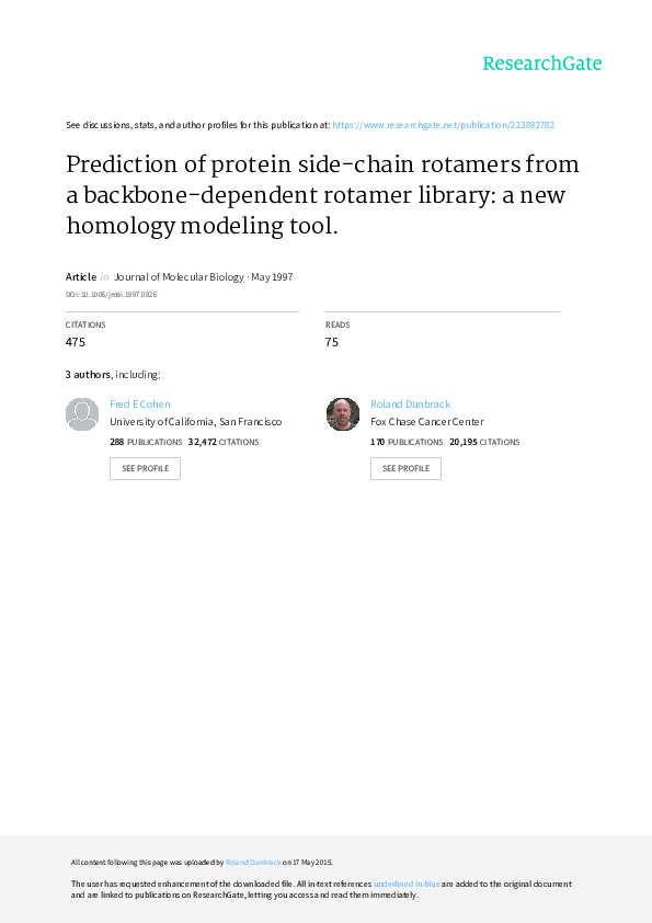 (PDF) Analysis of a data set of paired uncomplexed protein structures ...