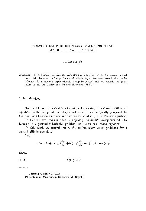 (PDF) Solving elliptic boundary value problems by double sweep method