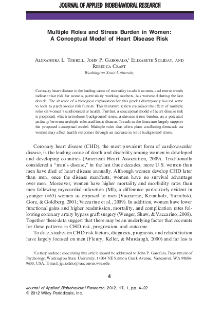 (PDF) Multiple Roles and Stress Burden in Women: A Conceptual Model of ...