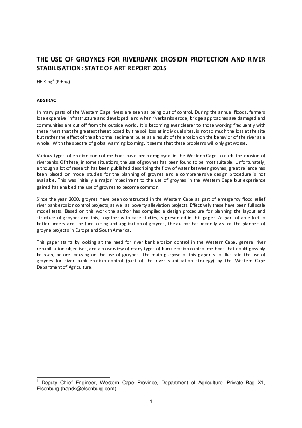 (PDF) THE USE OF GROYNES FOR RIVERBANK EROSION PROTECTION AND RIVER ...