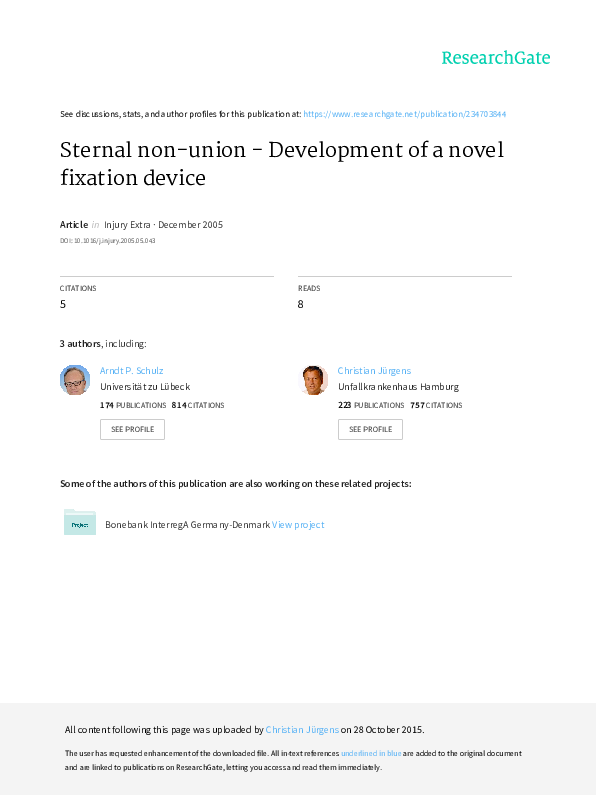 (PDF) Sternal non-union—development of a novel fixation device