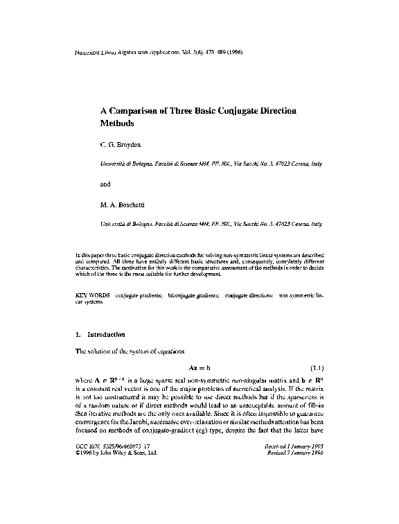 (PDF) A Comparison of Three Basic Conjugate Direction Methods