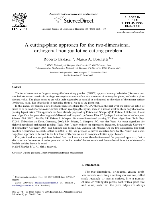 (PDF) A cutting-plane approach for the two-dimensional orthogonal non ...