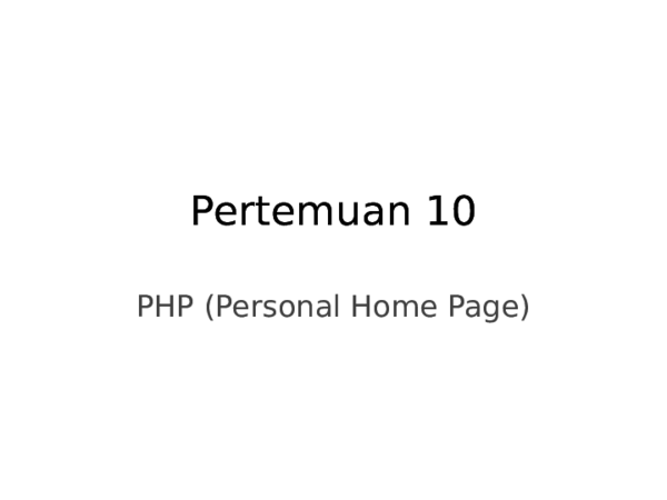 (PPT) Pengenalan Pemrograman Web Berbasis HTML dan PHP Bagian 10