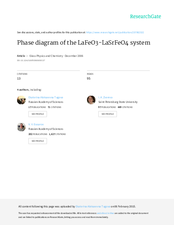 (PDF) Phase diagram of the LaFeO3-LaSrFeO4 system