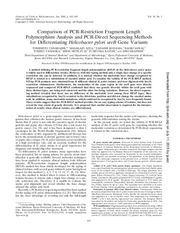 (PDF) Comparison of PCR-restriction fragment length polymorphism analysis and PCR-direct ...