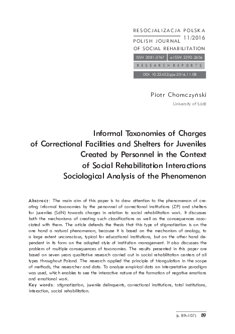 (PDF) Informal Taxonomies of Charges of Correctional Facilities and ...