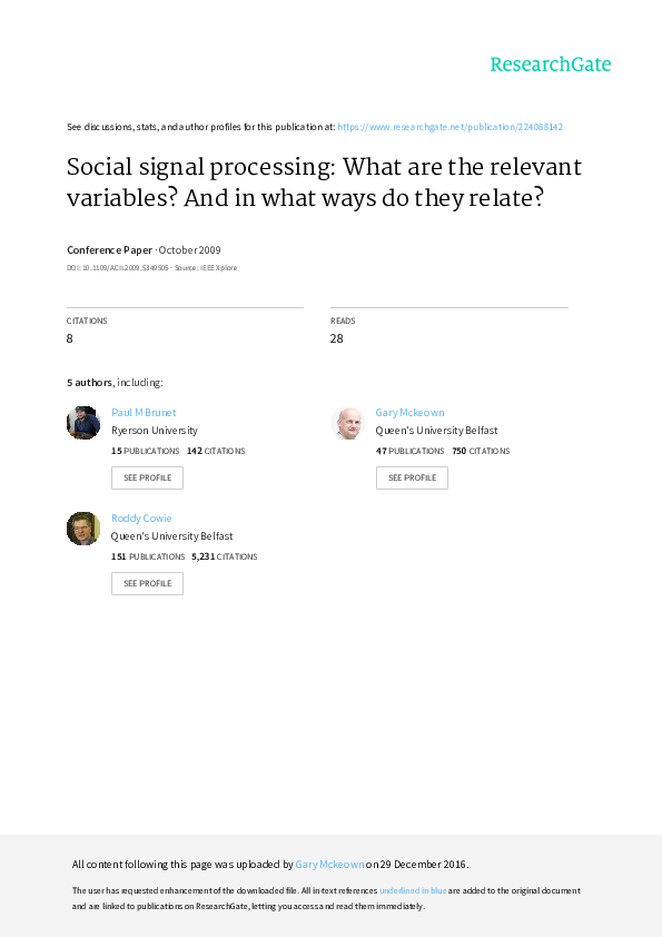 (PDF) Social signal processing: What are the relevant variables? and in ...