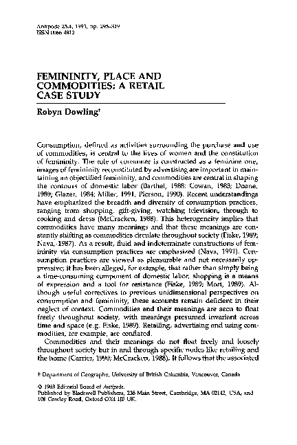 (PDF) Femininity, place and commodities: a retail case study