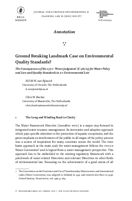 (PDF) Ground Breaking Landmark Case on Environmental Quality Standards ...