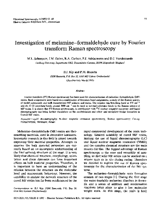 (PDF) Investigation of melamine-formaldehyde cure by Fourier transform ...